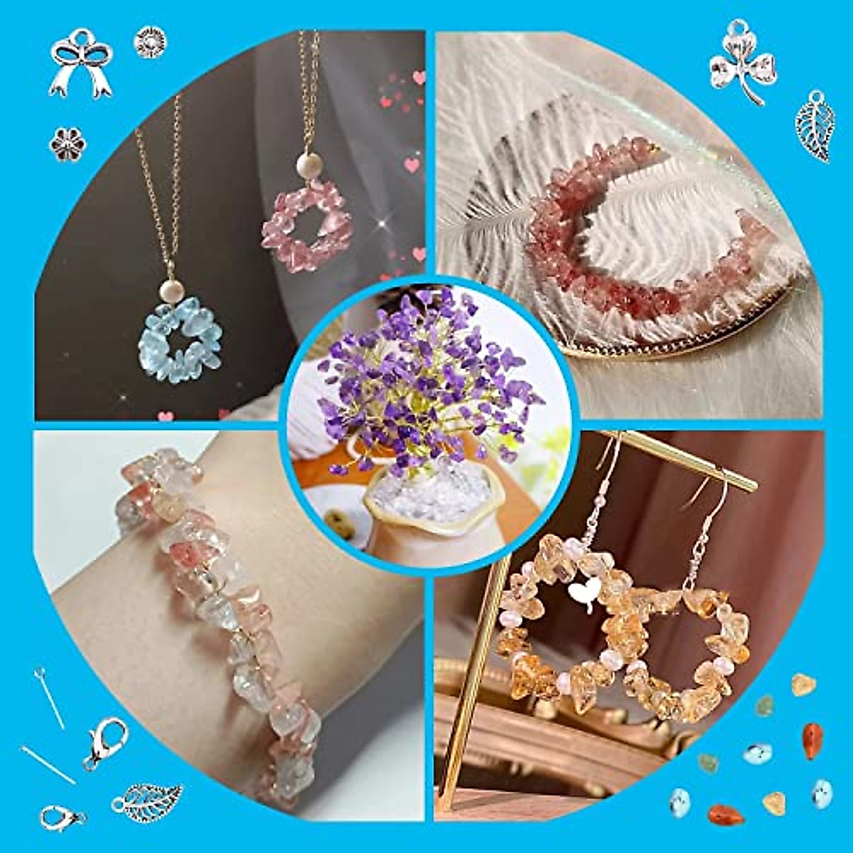 ZLXDP Gemstone Jewelry Making Kit Irregular Chips Stones Crushed Chunked Crystal Pieces Loose Beads for Decor Crafts