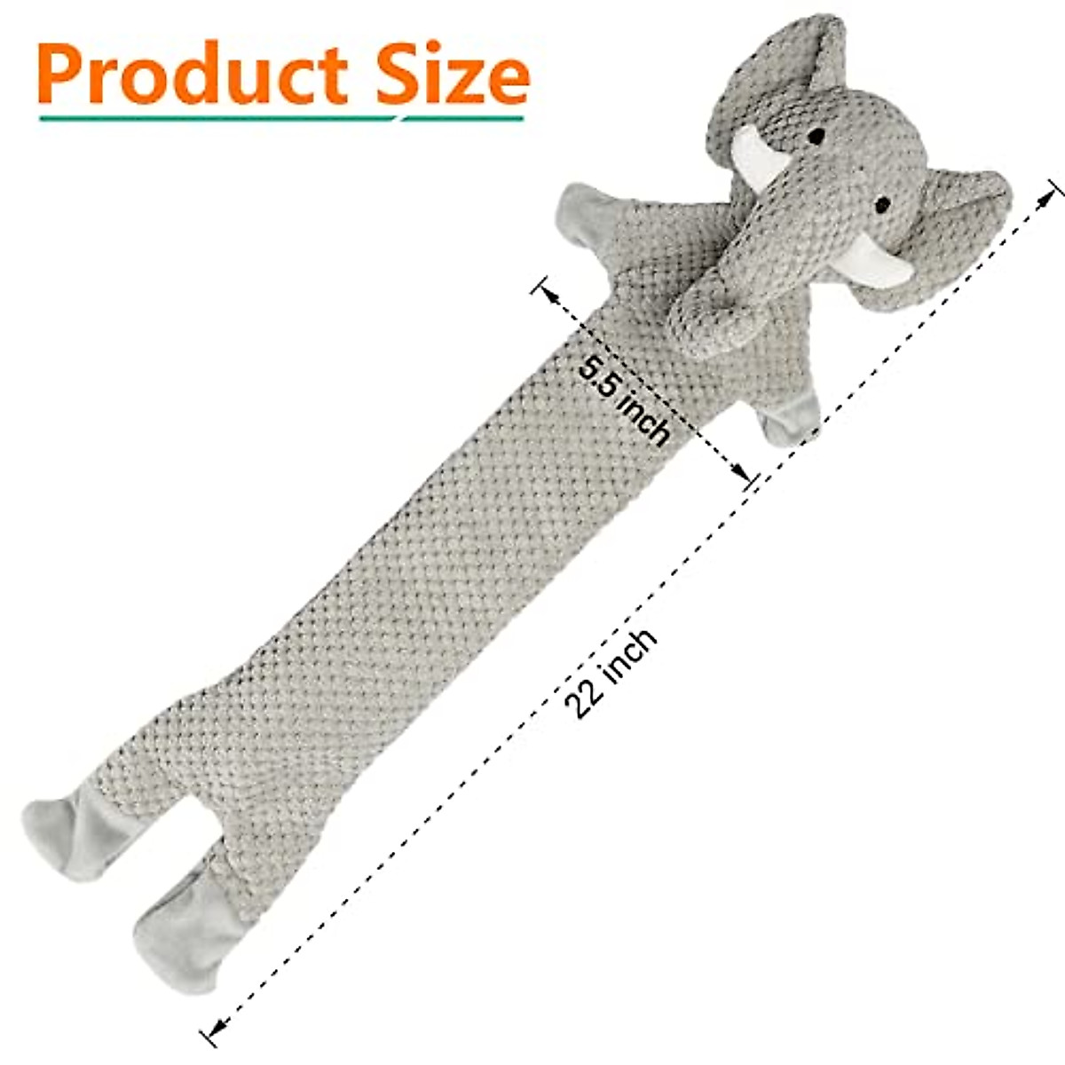 Malier Dog Toys, 22'' Squeaky Dog Toys Plush Elephant Dog Toy for Small Medium Dogs, Durable Interactive Dog Chew Toys Puppy Toys