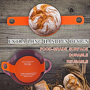Reusable Silicone Baking Mat for Dutch Oven Bread Baking Long Handles Sling, Durable Round Bread Baking Tool with 2 Extensions,for Gentler, Safer & Easier Transfer of Dough (1 Pcs)