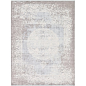 Unique Loom Traditional Classic Intricate Design with Distressed Vintage Detail, Area Rug, 10 ft x 13 ft, Light Blue/Ivory