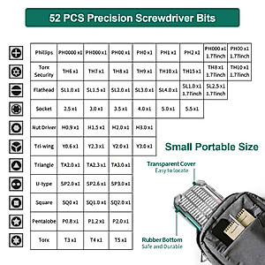 Precision Screwdriver Set Electric, 67 in 1 Electric Screwdriver Kit with 52 Magnetic Bits, HYCHIKA Professional Electronics Repair Tool Kit w/LED for Computer Phone Drone PC Camera