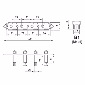 Golden Gate M-129 Engraved A-model Mandolin Tuners - 2 planks (4+4) - Nickel