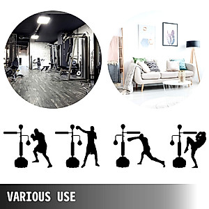 Happybuy Boxing Speed Trainer, Punching Bag Spinning Bar, Training Boxing Ball with Reflex Bar & Gloves, Solid Speed Punching Bag Free Standing, Adjustable Height, for Man, with Two Ball