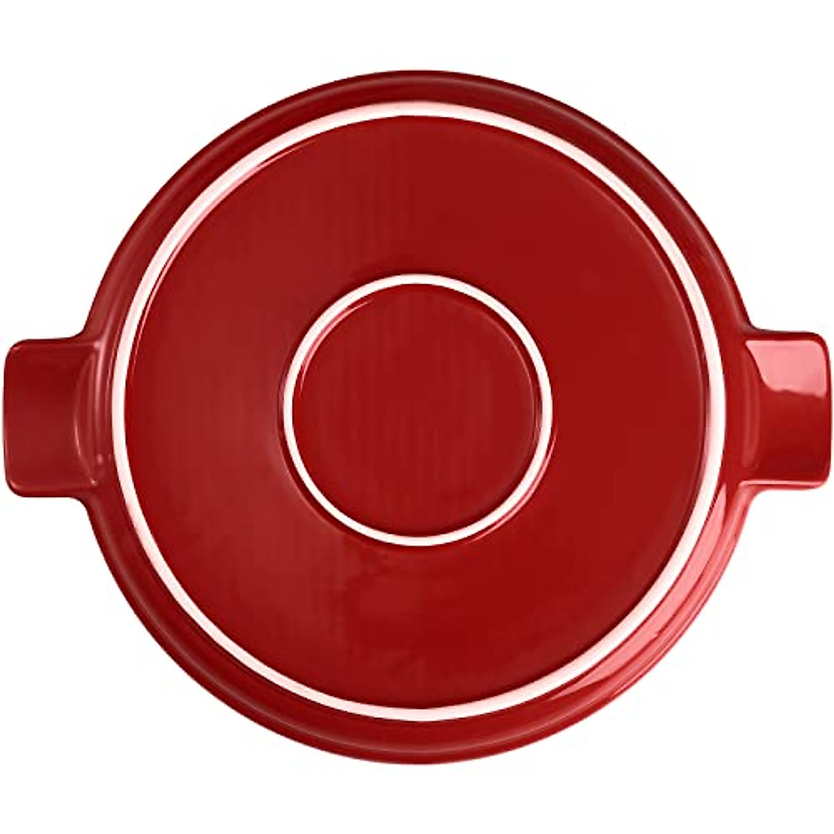 Okllen Bread Baker with Lid, Ceramic Large Bread Pot Cheese Potato Cooker, Oven Safe Bread Baking Pot Pan Multi Cooker for Home Bread Making, Red, 11.4" x7.5"