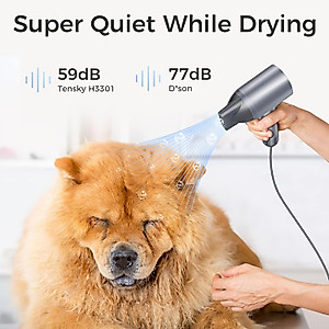 Tensky Hair Dryer, Blow Dryers with 110,000 RPM High-Speed Brushless Motor for Fast Drying 200 Million Negative Ions Thermo-Control Hairdryer with Magnetic Nozzle NO Heat Damage (Light Grey)