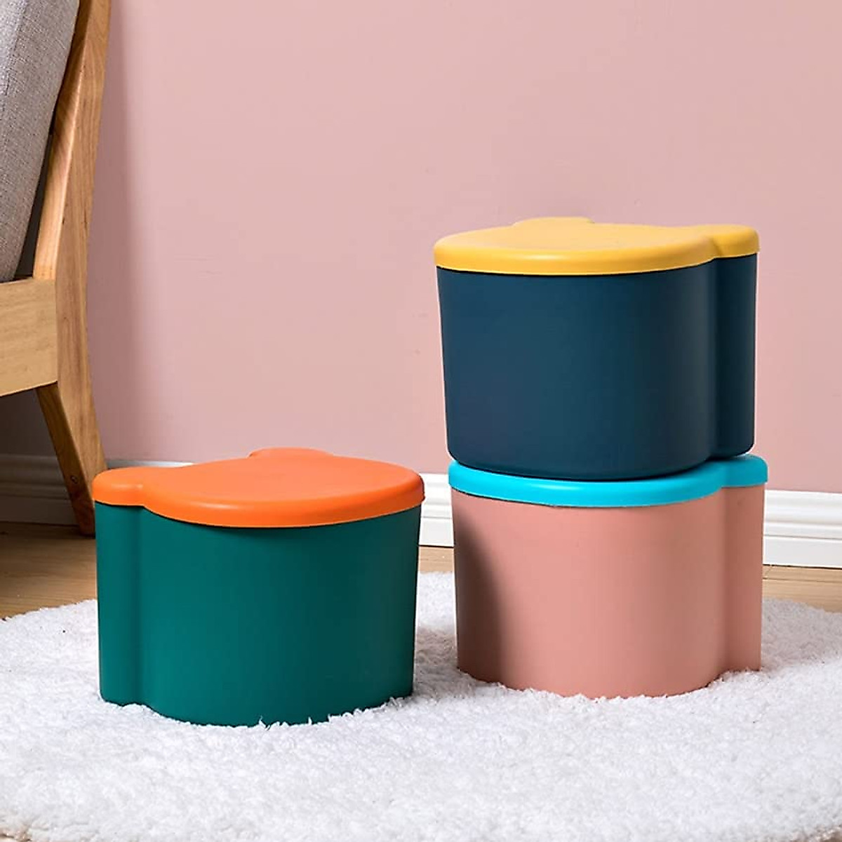 Multipurpose Stool Small Storage Box Storage Stool Household Closet Folding Storage Basket Storage Footstool for Toys Organizer Storage Stool Creative Stool