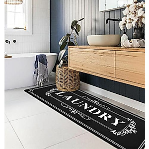 USTIDE Laundry Room Rug Runner Farmhouse Laundry Room Decor Rug Nonskid Kitchen Runner Durable Laundry Floor Mat Waterproof Runner Rug for Kitchen Bathroom Washhouse Entry