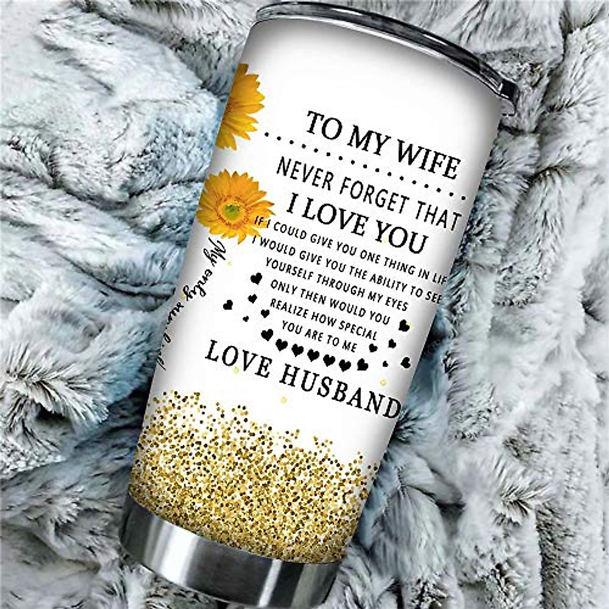 I Love You To The Moon And Back Vacuum Tumbler Cup Sunflower You Are My Sunshine Insulated Coffee Mug with Lid,Christmas To Wife Thermos,Sunshine Bottle for Travel,Work