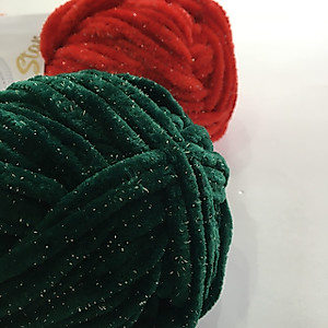 Troyarn Velvet Star, Silvery Glitter Chenille Baby Blanket Yarn Amigurumi Yarn for Crocheting and Knitting Super Bulky 100 gr (120 yds) Length: 110 m (10401 - White, 1 Skein)