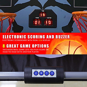 Foldable Indoor Basketball Arcade Game Double Shot 2 Player W/ 4 Balls, Electronic Scoreboard and Inflation Pump