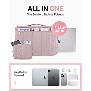 BAGSMART 13-14 inch Laptop Sleeve with Handle, Puffy Padded Case Accessories Bag, MacBook Fitted Air Pro 13.3 14 inch, Computer Dell,HP