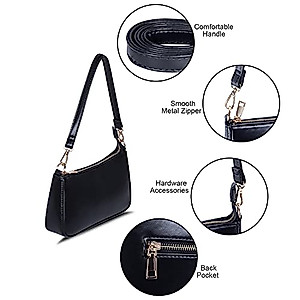 NIUEIMEE ZHOU Shoulder Bag for Women Retro Vegan Leather Classic Clutch Tote HandBags Purses with Zipper Closure