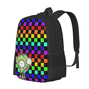 CONPELSON Backpacks Invader Anime Zim Adjustable Laptop Backpack Double Shoulder Bag for Women Men Climbing Shopping Work