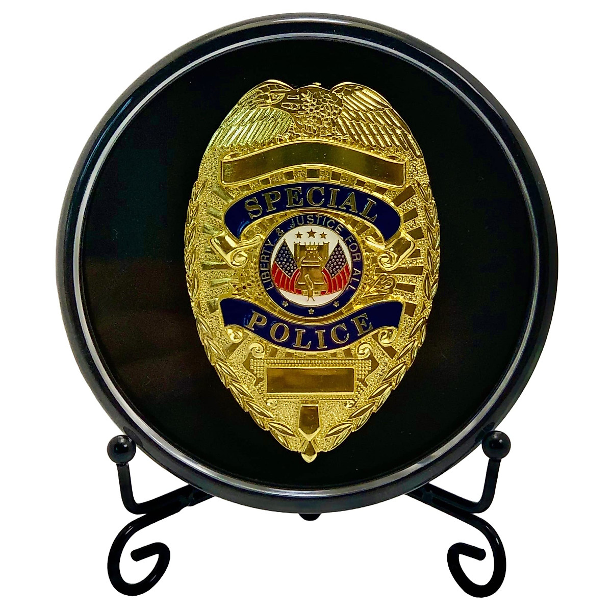Kudos Badge Display Case with Stand - Shadow Box for Policeman, Fire Badge - Badge Holder Gift for Police, Cop, Security Officer or Firefighter