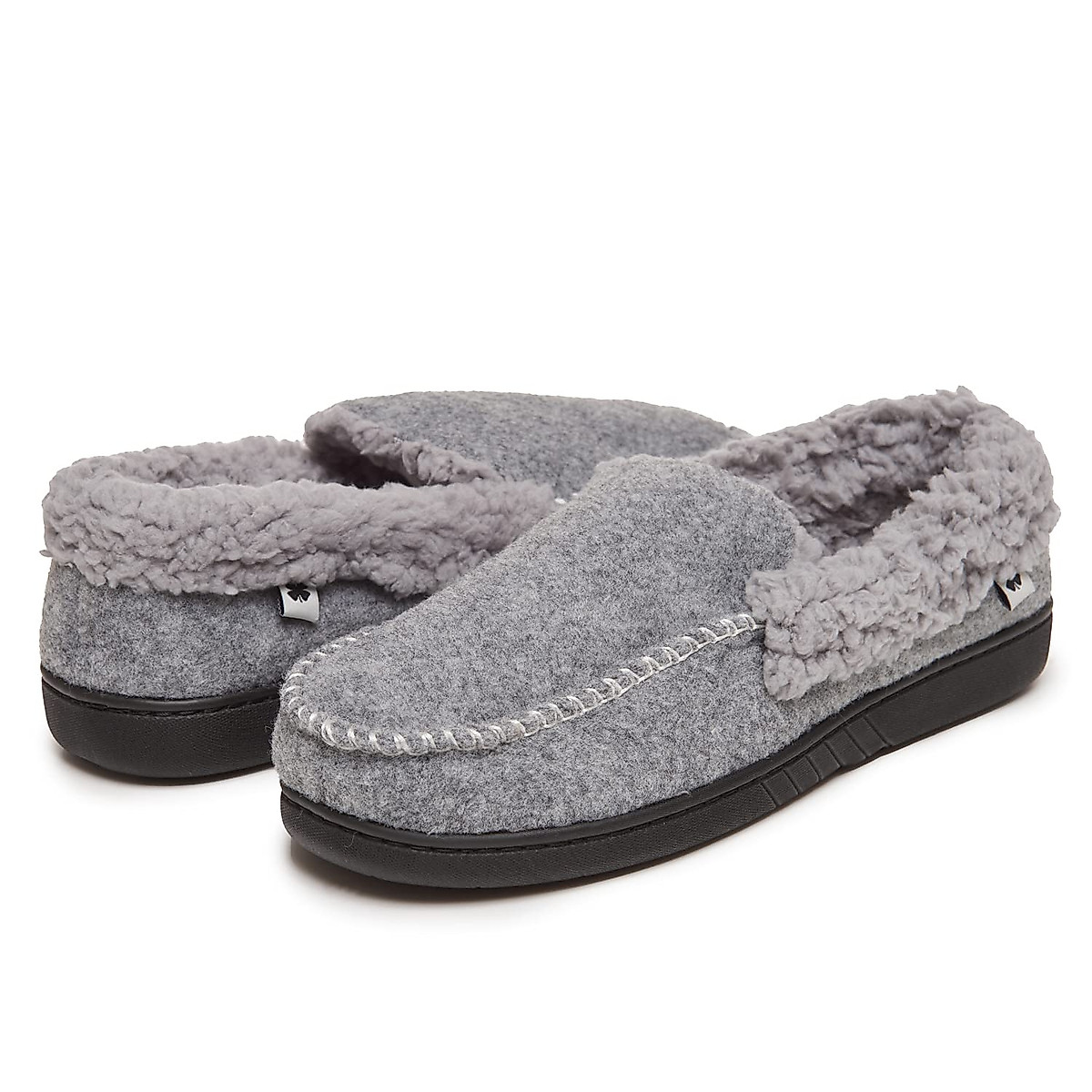 Lucky Brand Mens Faux Wool A-Line Slippers with Memory Foam