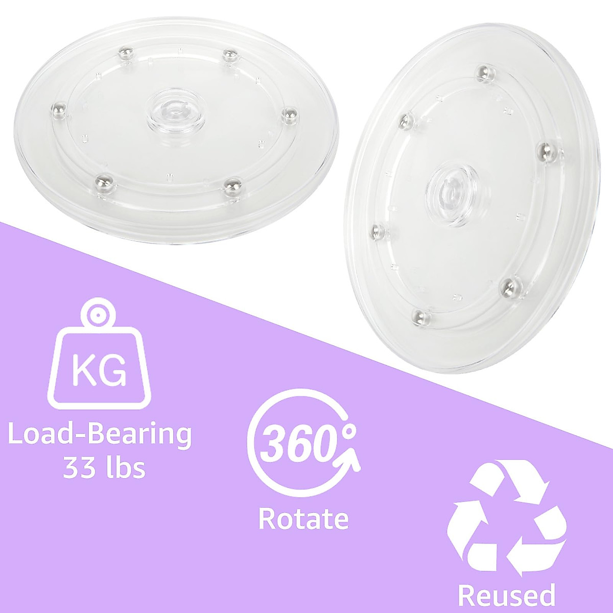 WOPPLXY 4Pcs 6 Inch Lazy Susan Turntable Acrylic Ball Bearing Rotating Tray, Rotating Swivel Base Clear Acrylic Plates for Kitchen Countertop, Pantry, Cabinet, Spices, Makeup(360˚ Rotation)