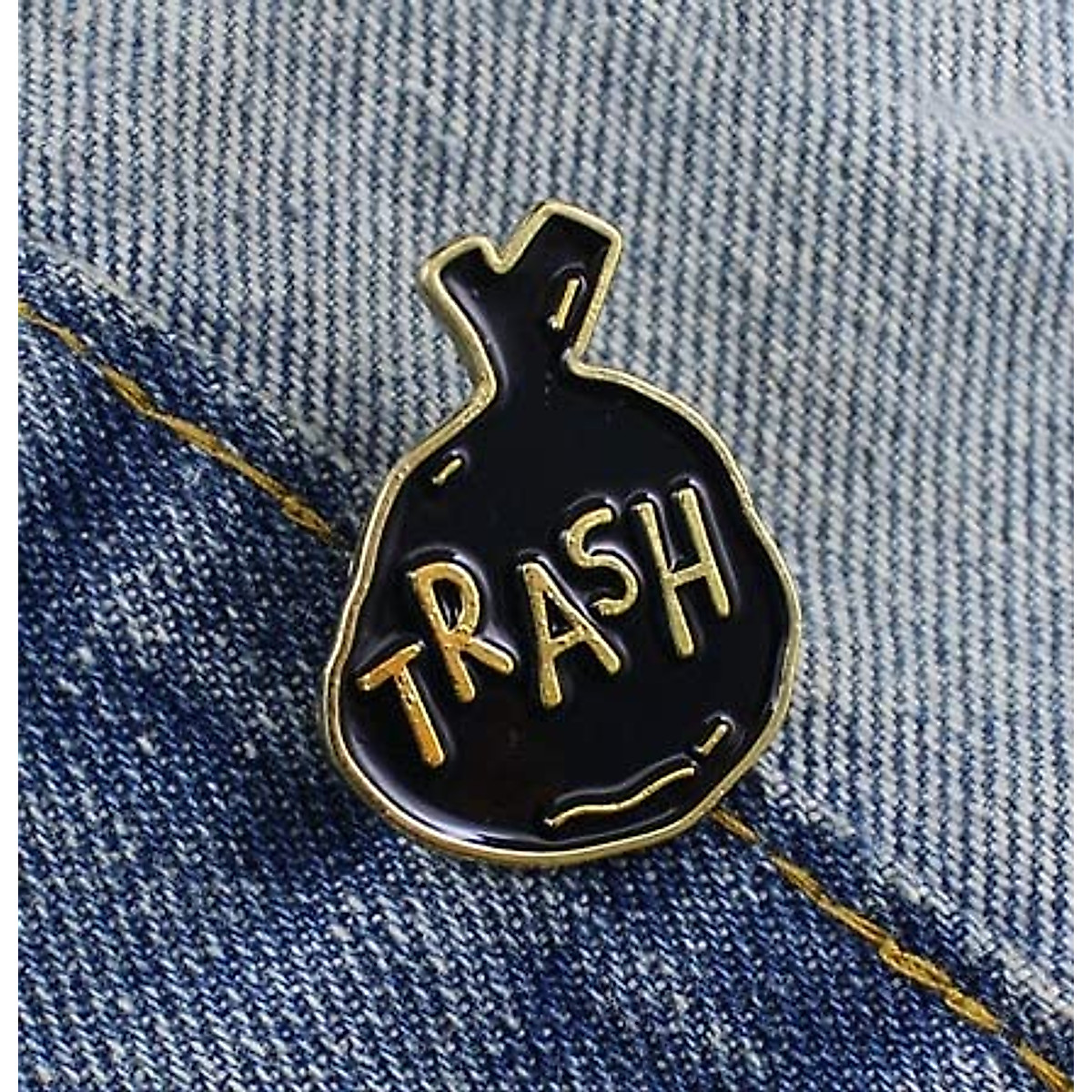 Trash Bag Enamel Pin with Safety Backing