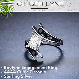 Raylynn Solid Sterling Silver Black CZ Engagement Wedding Bridal Ring Ginger Lyne Black Tie Collection Size 7