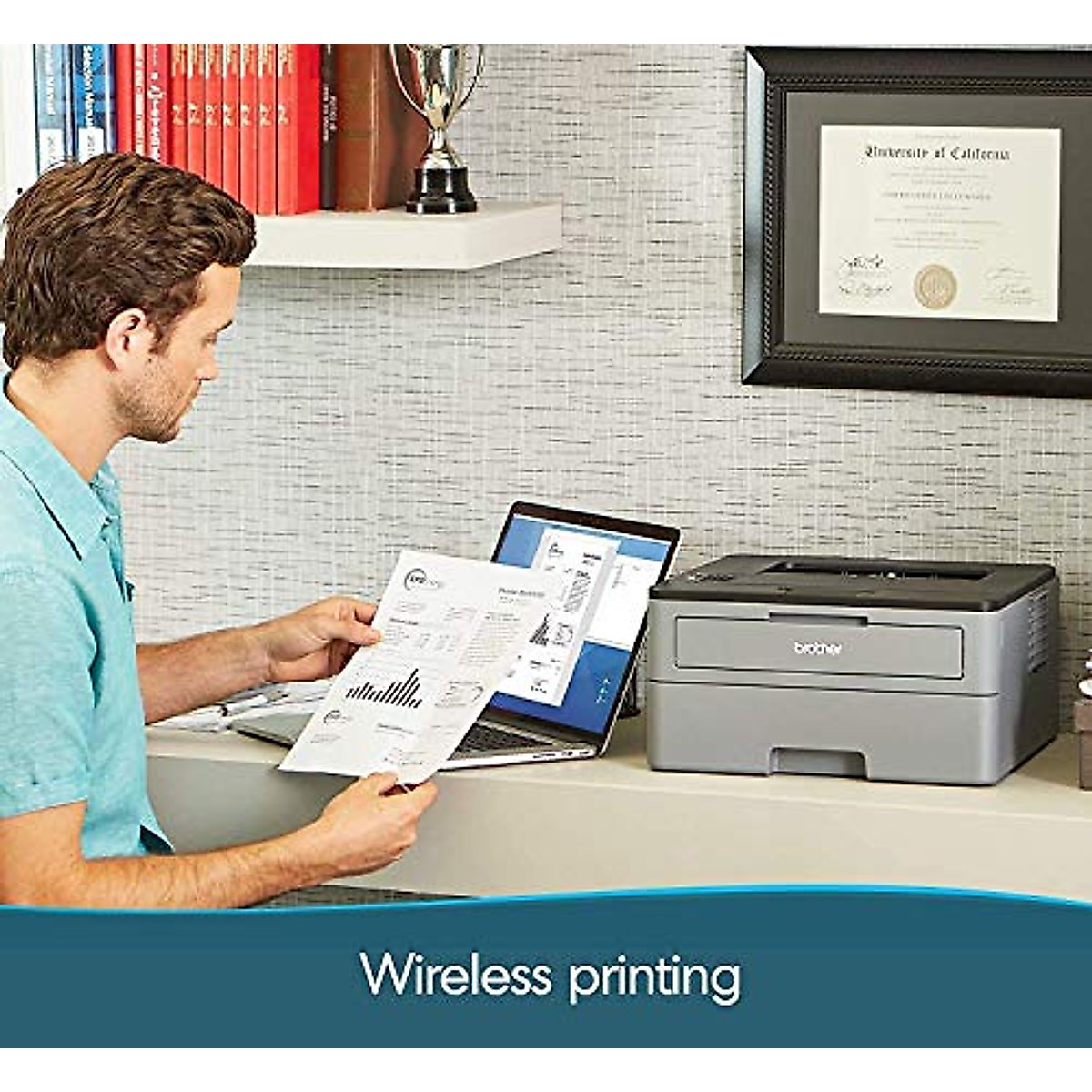 Brother HL-L2350DW Series Compact Wireless Monochrome Laser Printer - Mobile Printing - Auto Duplex Printing - Up to 32 Pages/min - Up to 250 Sheet Paper - 1-line LCD Display + HDMI Cable