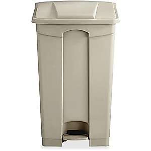 Safco Products Plastic Step-On Trash Can 9923TN; Tan; Hands-Free Disposal; 23-Gallon Capacity