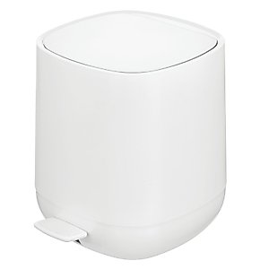 mDesign Plastic 1.3 Gallon/5 Liter Trash Can Waste Basket for Bathroom with Lid, Step Pedal Dustbin, and Removable Liner Bucket - Small Garbage Bin for Bathroom, Bedroom, or Office - White