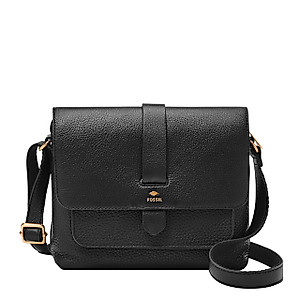 Fossil Women's Kinley Leather Small Crossbody Purse Handbag, Black (Model: ZB7878001)