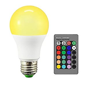 Droiee Dimmable E26 LED Light Bulb, RGB Bulb 6W with 16 Color Changing Modes for Christmas, Party etc with Remote Control