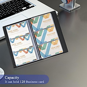 Business Card Organizer Business Card Holder Book, Portable Business Card Binder File Sleeve Storage, Business Card Holders, Name Card Holder for Men & Women, 120 Cards, Black