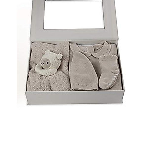 Barefoot Dreams CozyChic Ultra Lite Eyelet Baby Bundle-4 Pcs, Sand Dune, 3-6m