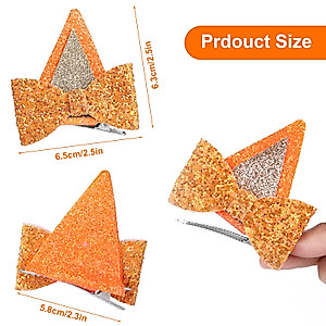 2 Pairs Blue Ears Hair Clips Dog Ears Hair Clips Glitter Bow Barrettes for Halloween Costume Birthday Decorations Blue Party Supplies