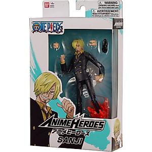 BANDAI Anime Heroes One Piece Figures Sanji Action Figure | 17cm Articulated Sanji Anime Figure with Swappable Arms and Faces One Piece Action Figures Pirate Toys Range