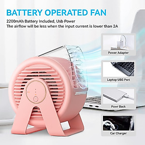 Misby Usb Small Desk Fan, Portable Fans with 3 Speeds Strong Airflow, 5.5 Inch Quiet Table Fan, 60° Rotate Personal Cooling Fan For Bedroom Home Office Desktop Travel (Pink)