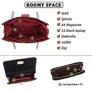 Fashion Handbags for Women Leather Satchel Purses Set Quilted Tote Shoulder Bag for work/gift (8691-Pk)