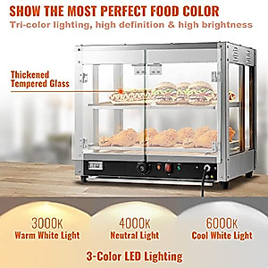 Commercial Food Warmer Countertop Pizza Cabinet with 2 Tiers and Water Tray
