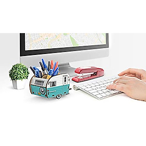 Genuine Fred Happy Camper Vintage Camper Pencil Holder, White and Blue (5242680)