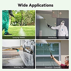 Toovem Electric Garden Sprayer, Portable Battery Powered Watering Wand, Rechargeable Plant Spray Mister with Telescopic Wand, 2 Adjustable Nozzles and 10ft Water Hose for Yard Lawn Weeds Plants