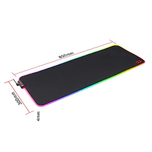 Redragon RGB LED Large Gaming Mouse Pad Soft Mat with Nonslip Base, XL Size with Stitched Edges for PC Gamer (31.5 x 11.8 x 0.16 inches)