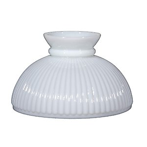 B&P Lamp® 10" Cased White Glass Ribbed Student Lamp Shade with Plain Top