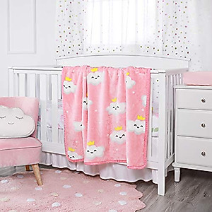 TILLYOU Micro Fleece Plush Soft Toddler Blanket for Boys Girls - Large Lightweight Crib Blanket for Baby Bed Lounger - Fuzzy Warm Cozy Blanket for Daycare Preschool Naptime Oversized 40x50 Pink Cloud