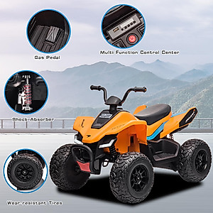 Luibas 2023 24V Ride on Car, Kids 4 Wheeler Battery Powered Electric ATV, 24V Ride on Toy for Big Kids, 4 Wheeler Quad Toy Car for Boys & Girls, Kids Electric Vehicle with Music, LED Lights, Yellow