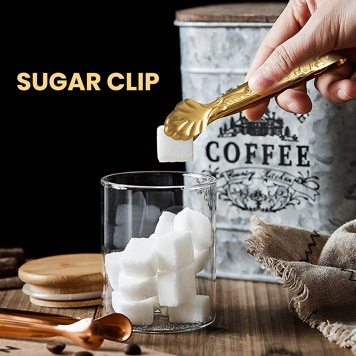 2Pack Rose Handle Sugar Tongs, Vintage Rose Relief Stainless Steel Ice Cube Clips Sugar Tongs Sliver and Gold Small Food Clips for Tea and Coffee Party, Appetizers Desserts Kitchen Barware