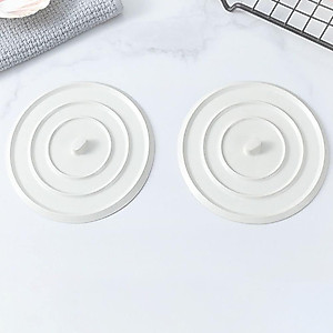 White Silicone Bathtub Stopper, 11cm Silicone Drain Plug Hair Stopper, Flat Suction Cover for Shower,Bathrooms,Bathtubs,Sinks Bathroom Accessories Bathroom Sink and Bathtub Accessories