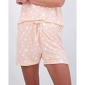 2 Pack: Womens Short Sleeve Tops Striped Pajama Sets Shorts Ladies Summer Soft 2 Piece Matching Cute Comfy Sleepwear Pajamas Adult Loungewear Bottoms lounge Pijamas de Mujer Pj Women - Set 1, Large