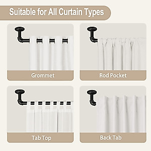 1 Inch Industrial Curtain Rod, Curtain Rods for Windows 66 to 120, Pipe Wrap Around Curtain Rod, Indoor/Outdoor Curtain Rod, Room Divider Curtain Rod, Blackout Curtain Rod 72-144 Inch: Black