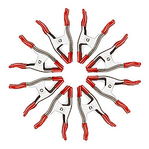 WORKPRO 8-pack Spring Clamps for Woodworking, 6-19/64 inch Large Steel Clamp Set, 2 inch Jaw opening, Nickel-plated, Heavy Duty Clips for Backdrops Stand, Background Muslin, Paper, Photo Studio