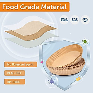 (120PCS Large Size) 8inch Air Fryer Disposable Paper Liner,Non-stick Disposable Air Fryer Liners,parchment paper sheets for baking,Air Fryer Accessories Oil-Proof Water-Proof basket