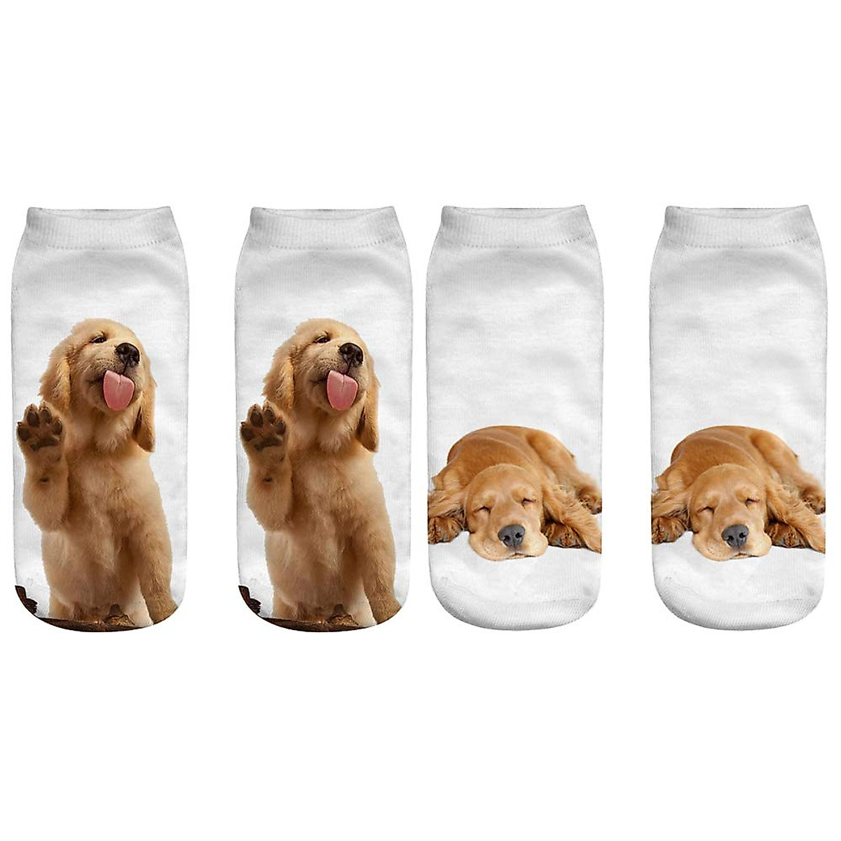 Angelteers Unisex's Lovely 3D Golden Retriever Ankle Socks for Young Dog Lover, Golden Retriever, 10.2 x 7.9 x 0.7 inches