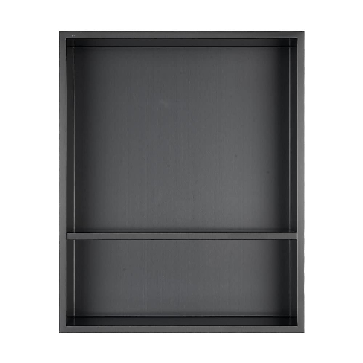 NAVNKA Shower Niche, 16"x20" No Tile Needed, The Insert Storage Rectangle Double Shower Shelf is Easy to Install, Stainless Steel, Black Grey