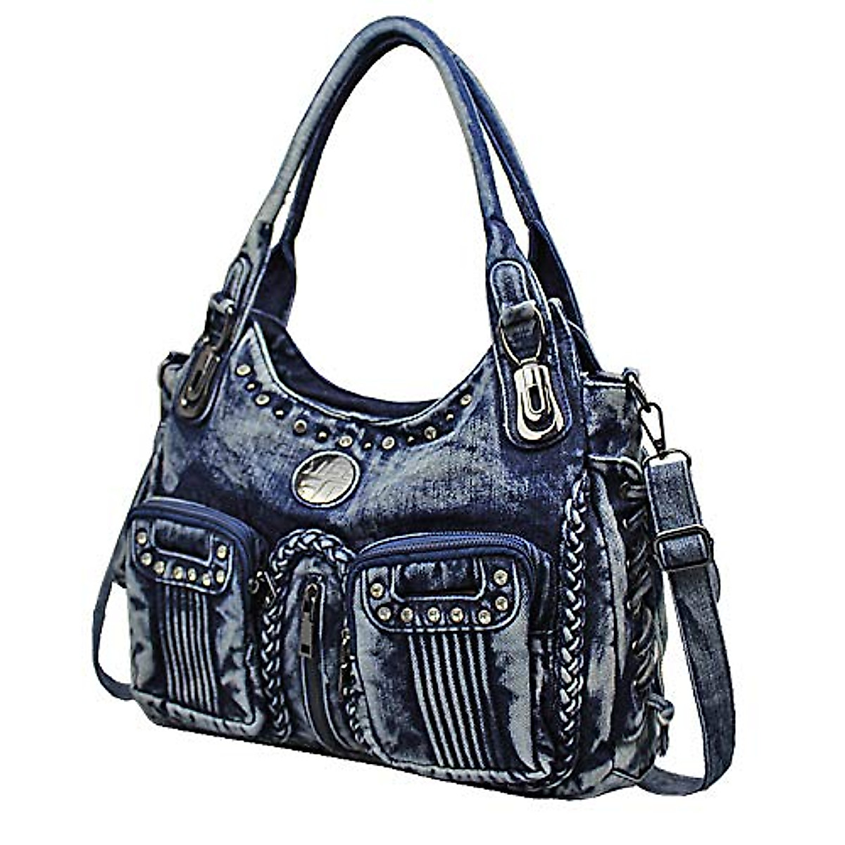 BOUYA Women's Denim Casual Hobo Bag Jeans Shoulder Bags for School Office Travel Retro Denim Bag Large-capacity One-shoulder Messenger Bag Tote Bag Hobo Purse for Teen Girls Women (Own Style Blue)