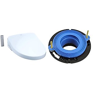 TOTO SW3056#01 S550E Bidet Toilet Seat Bundle with Fluidmaster 7530 Toilet Seal, Elongated Contemporary White